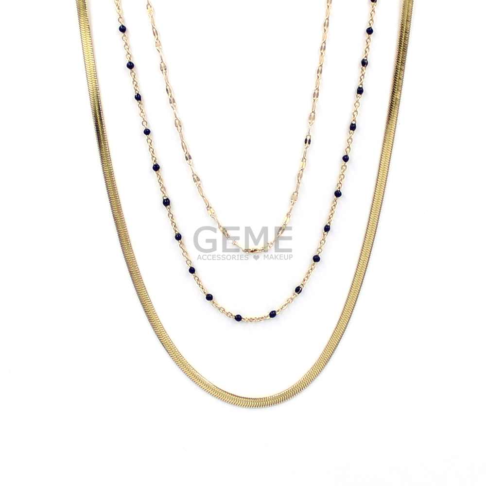 ΑΤΣΑΛΙΝΟ ΚΟΛΙΕ SNAKE ΤΡΙΠΛΟ ΜΕ ΜΑΥΡΑ ΣΤΡΑΣ (GOLD) – GEME