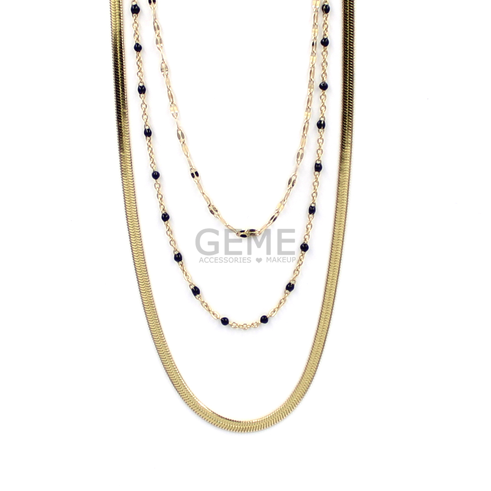 ΑΤΣΑΛΙΝΟ ΚΟΛΙΕ SNAKE ΤΡΙΠΛΟ ΜΕ ΜΑΥΡΑ ΣΤΡΑΣ (GOLD) – GEME