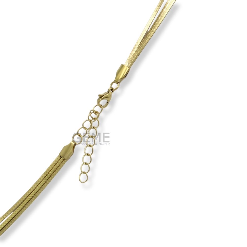 ΑΤΣΑΛΙΝΟ ΤΡΙΠΛΟ ΚΟΛΙΕ SNAKE ΠΛΑΚΕ 2mm GOLD – GEME